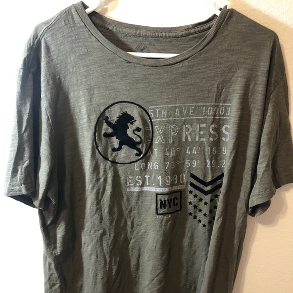 Express | Shirts | Express Mens Xl Graphic Lion Olive Green Tshirt ...